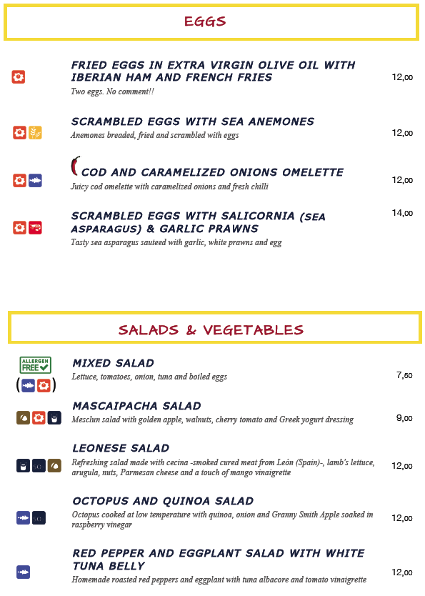 menu | Restaurante Pantalán G