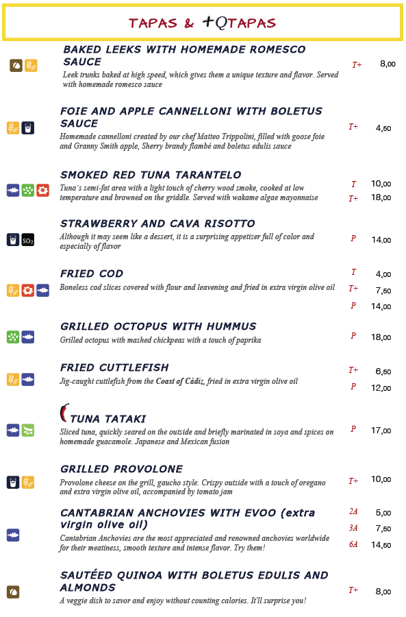 menu | Restaurante Pantalán G