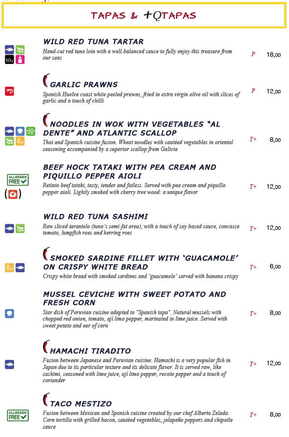 menu | Restaurante Pantalán G