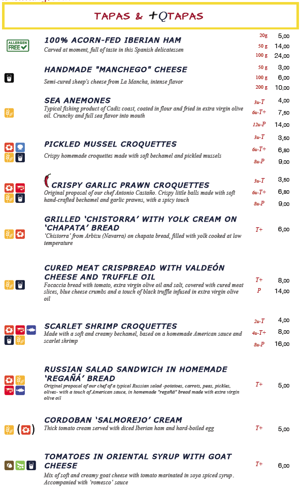 menu | Restaurante Pantalán G