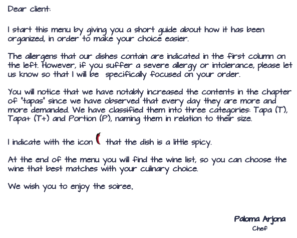 menu | Restaurante Pantalán G